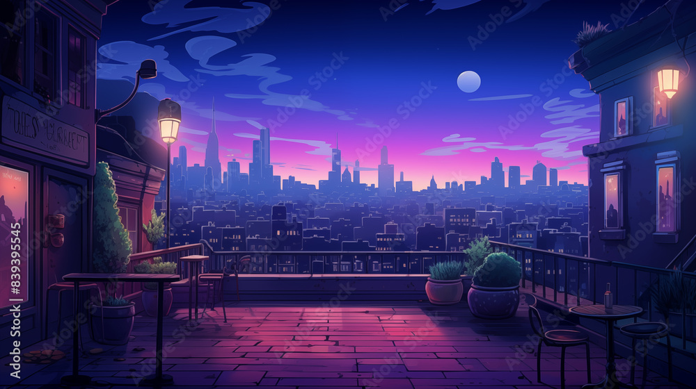 cute lo-fi music background for city night study in the room or terasse ...