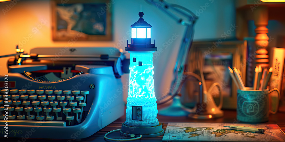 The Flickering Blue Lighthouse: A lighthouse-shaped desk lamp, a ...