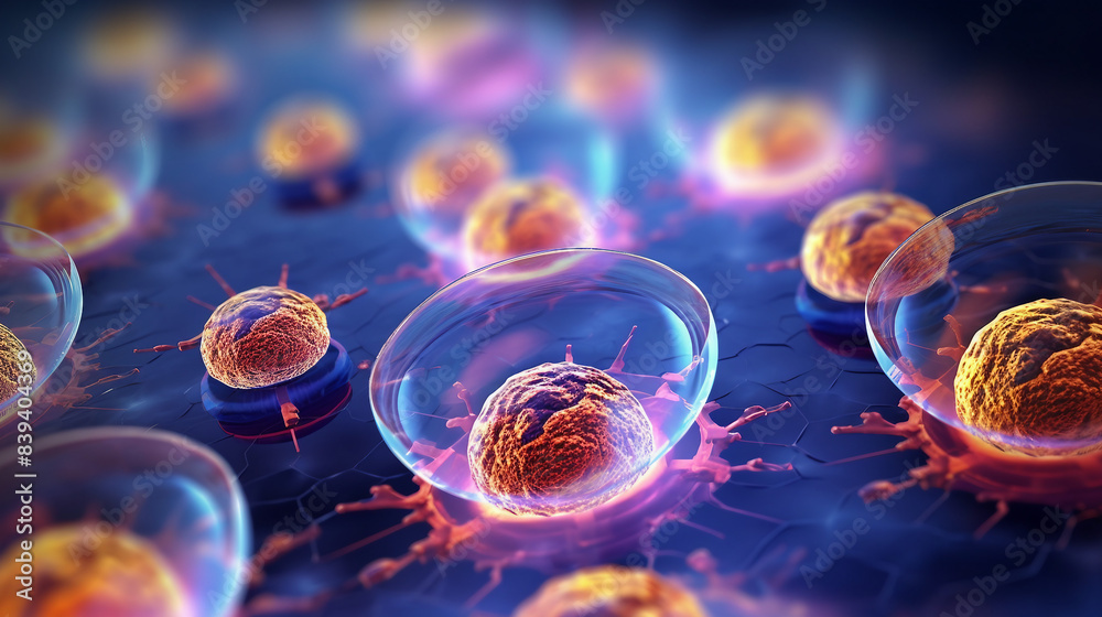 Fascinating 3D Rendering of Human Cell and Embryonic Stem Cell Viewed ...
