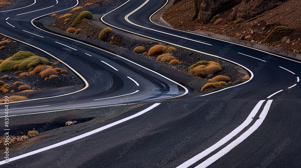 Curvy Roads: Images of roads with sharp curves or bends, creating ...