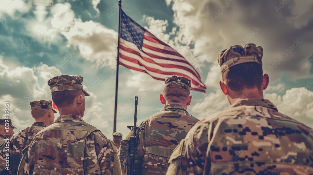 candid photograph of a military unit during a flag-raising ceremony ...