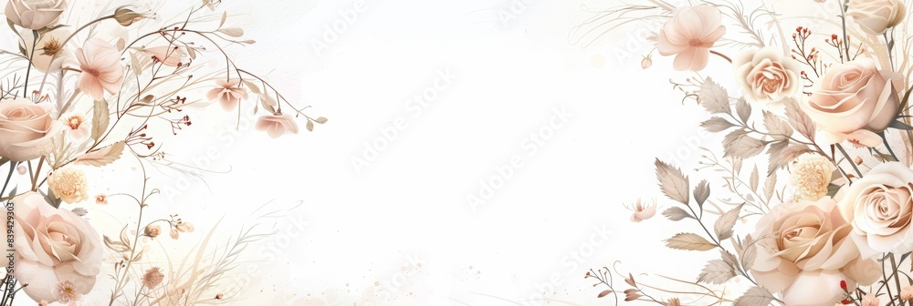 Elegant wedding card border design with soft edges and a light white ...