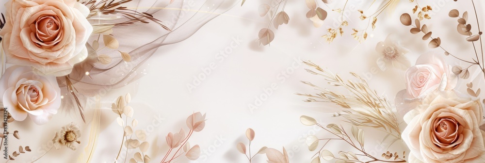 Elegant wedding card border design with soft edges and a light white ...