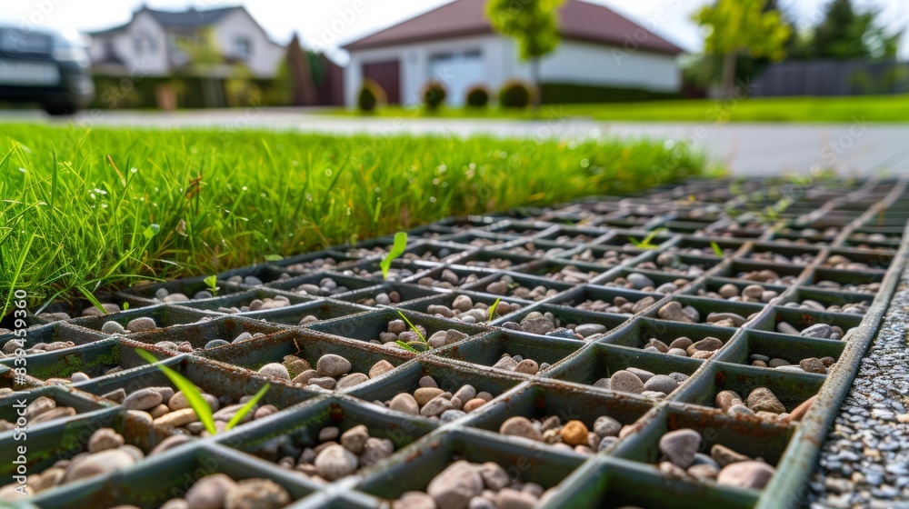 Environmentally friendly eco-paving - Concrete lawn grid with gravel ...