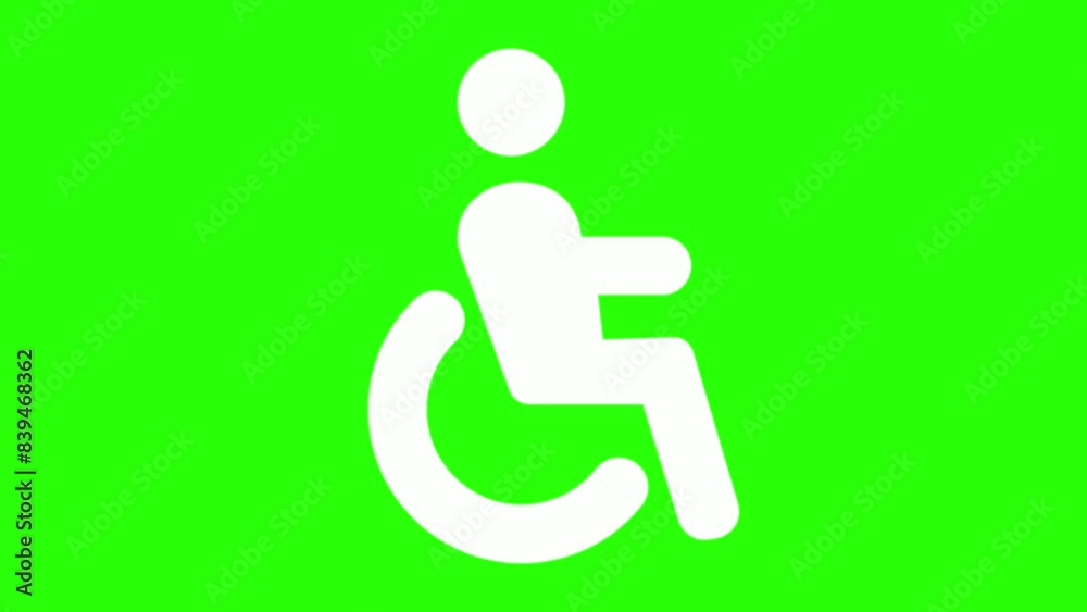 disable icon animated wheelchair disable icon green screen 4k Stock ...