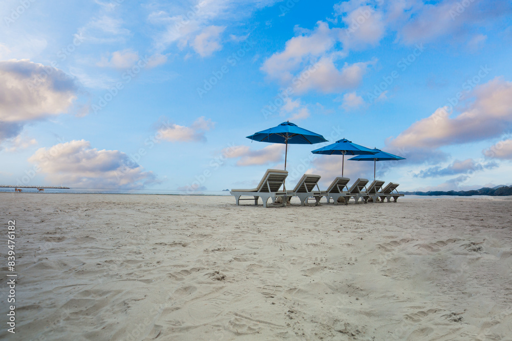 Sun tables and umbrellas on the beach,Beaches and sun tables in ...