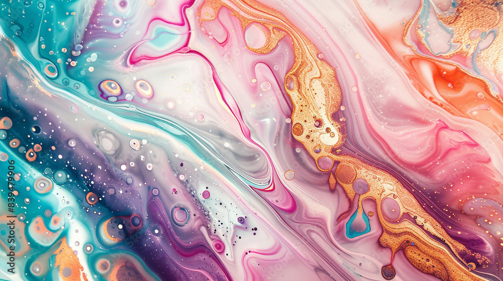 Glittering bursts of color shimmer in a mesmerizing marble ink abstract ...