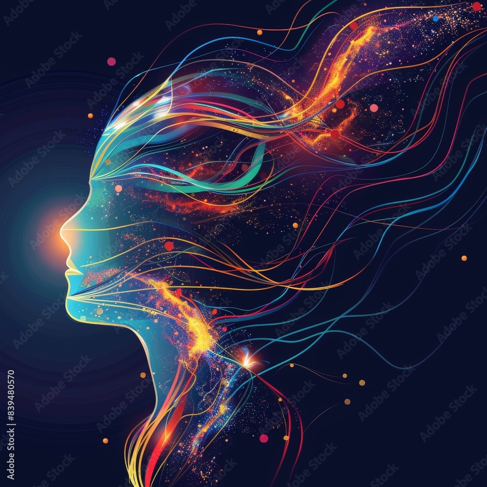 Evolution of Mind: Abstract Vector Illustration of Human Head Profile ...
