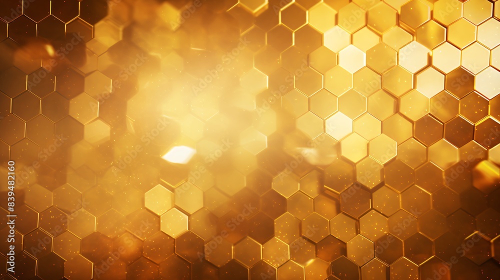 Shimmery gold hexagon shape background. Gold abstract futuristic ...