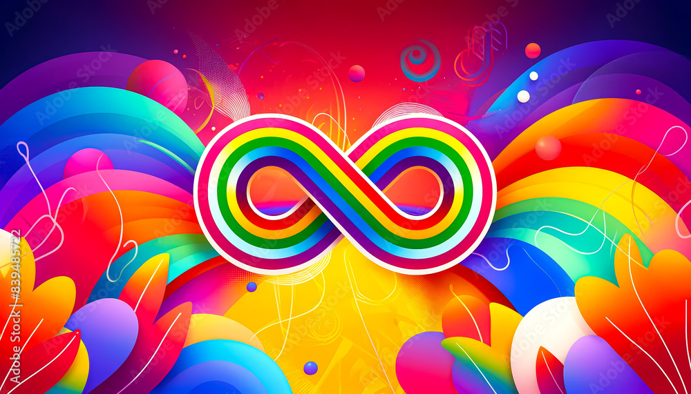 Colorful rainbow infinity symbol and bright banner celebrating pride ...