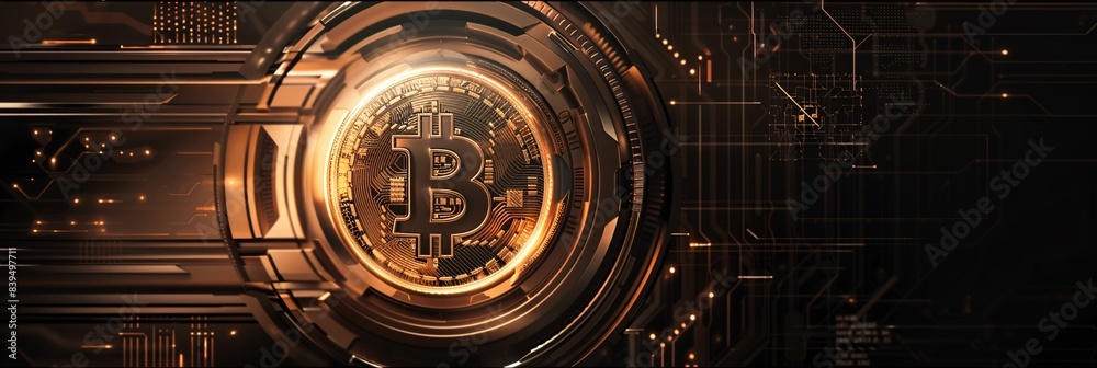 A sleek and modern design of the Bitcoin logo, emphasizing its digital ...