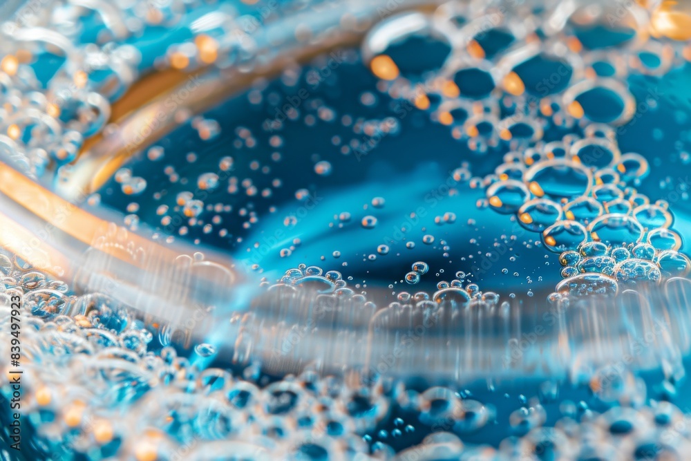 An up-close view of a vibrant fizzy reaction between two substances in ...