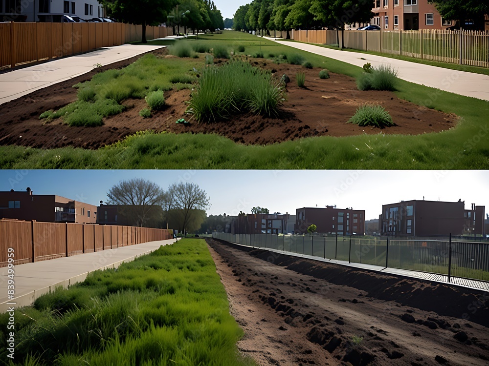 Dramatic before-and-after scene showing a polluted area transformed ...