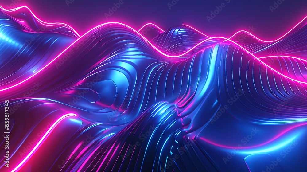 Neon light waves with abstract design, creating a visually stimulating ...
