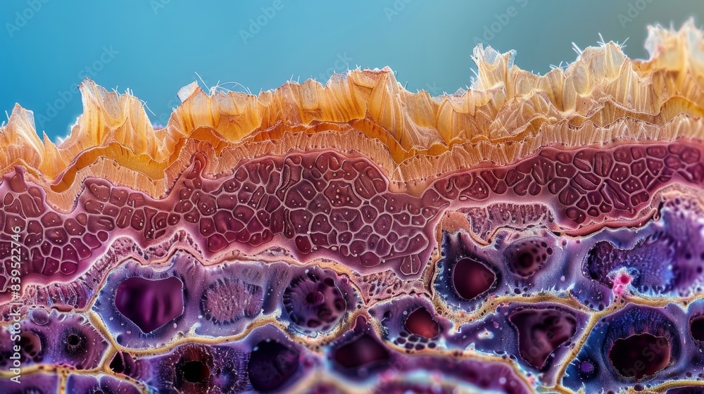 A crosssection of a hair follicle showing the layered structure of ...