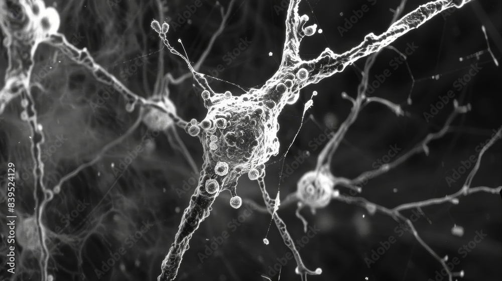 Electron micrograph of a synapse with multiple synaptic vesicles primed ...