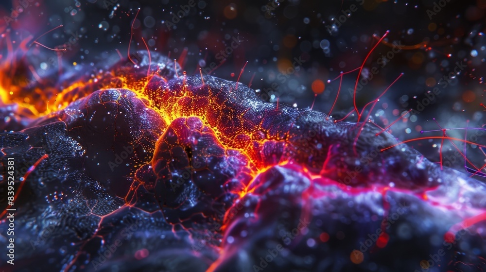 Closeup view of the synaptic cleft capturing the dynamic process of ...