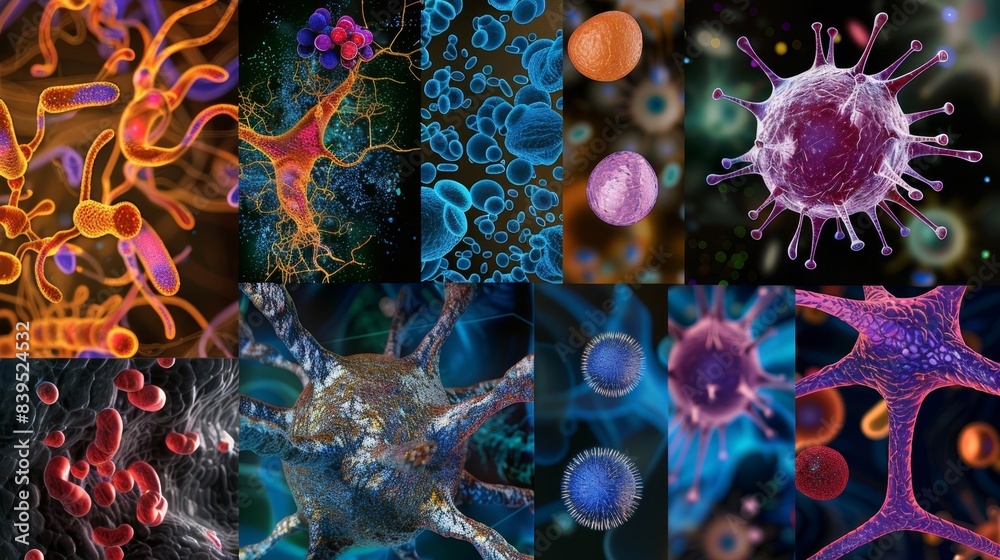 ภาพประกอบสต็อก Collage of lymph node images showcasing the variety of ...