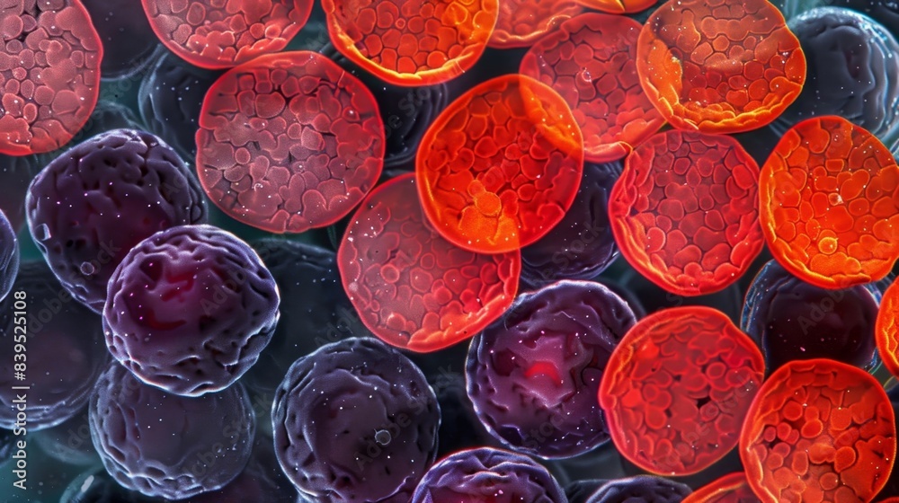 High magnification view of a reticulocyte a newly formed red cell that ...