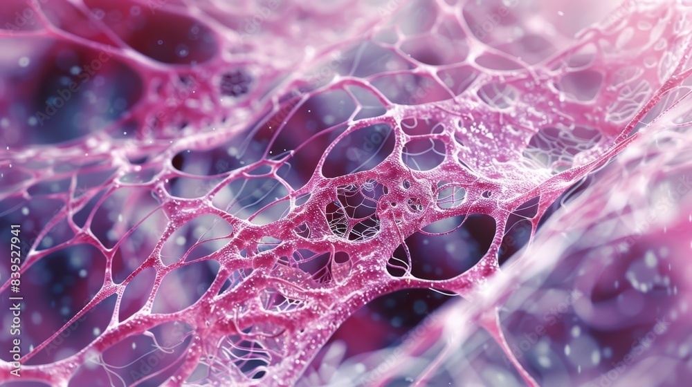 Fibroblast cells stretching out long thin cytoplasmic extensions to ...