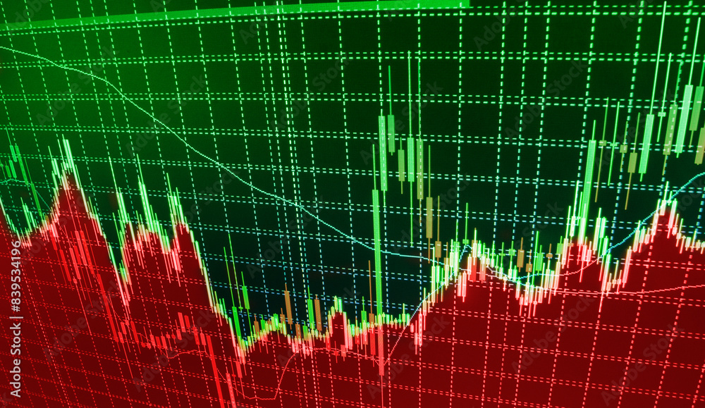 Stock market display on the screen Stock trading chart on monitor ...