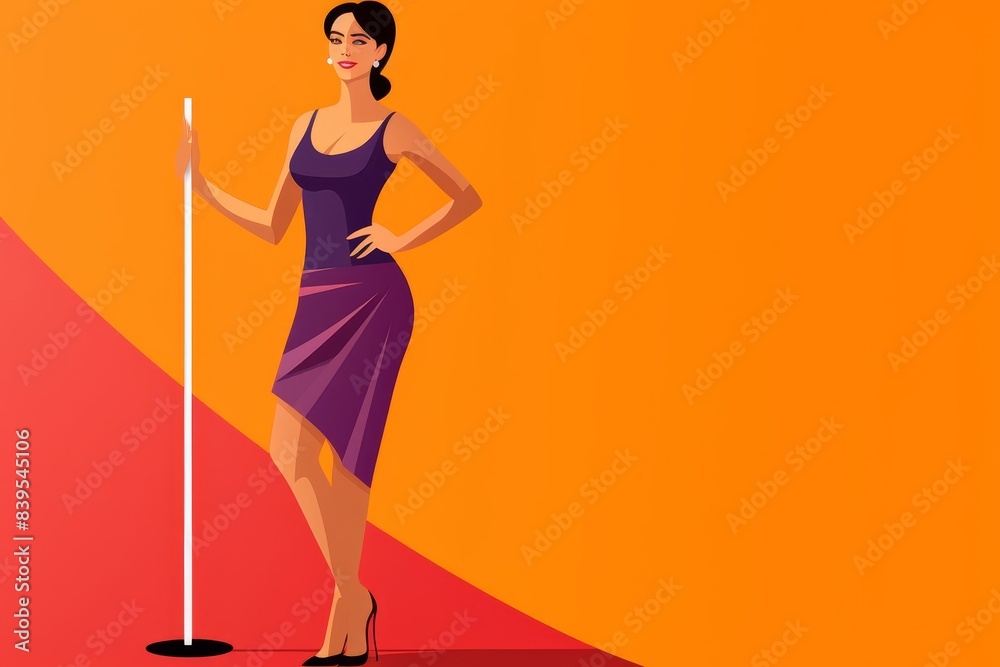 Funny woman flat design side view slapstick comedy cartoon drawing ...