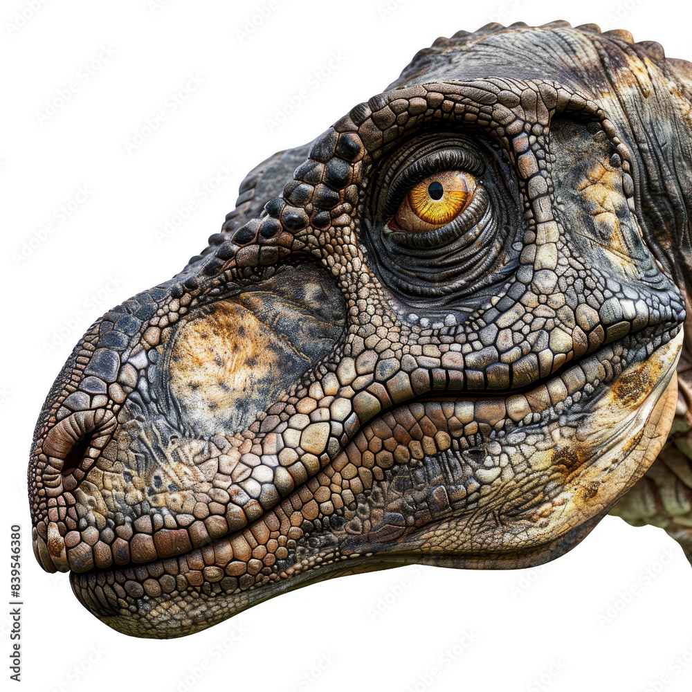 Close-up Hadrosaurus of a realistic dinosaur head with detailed texture ...