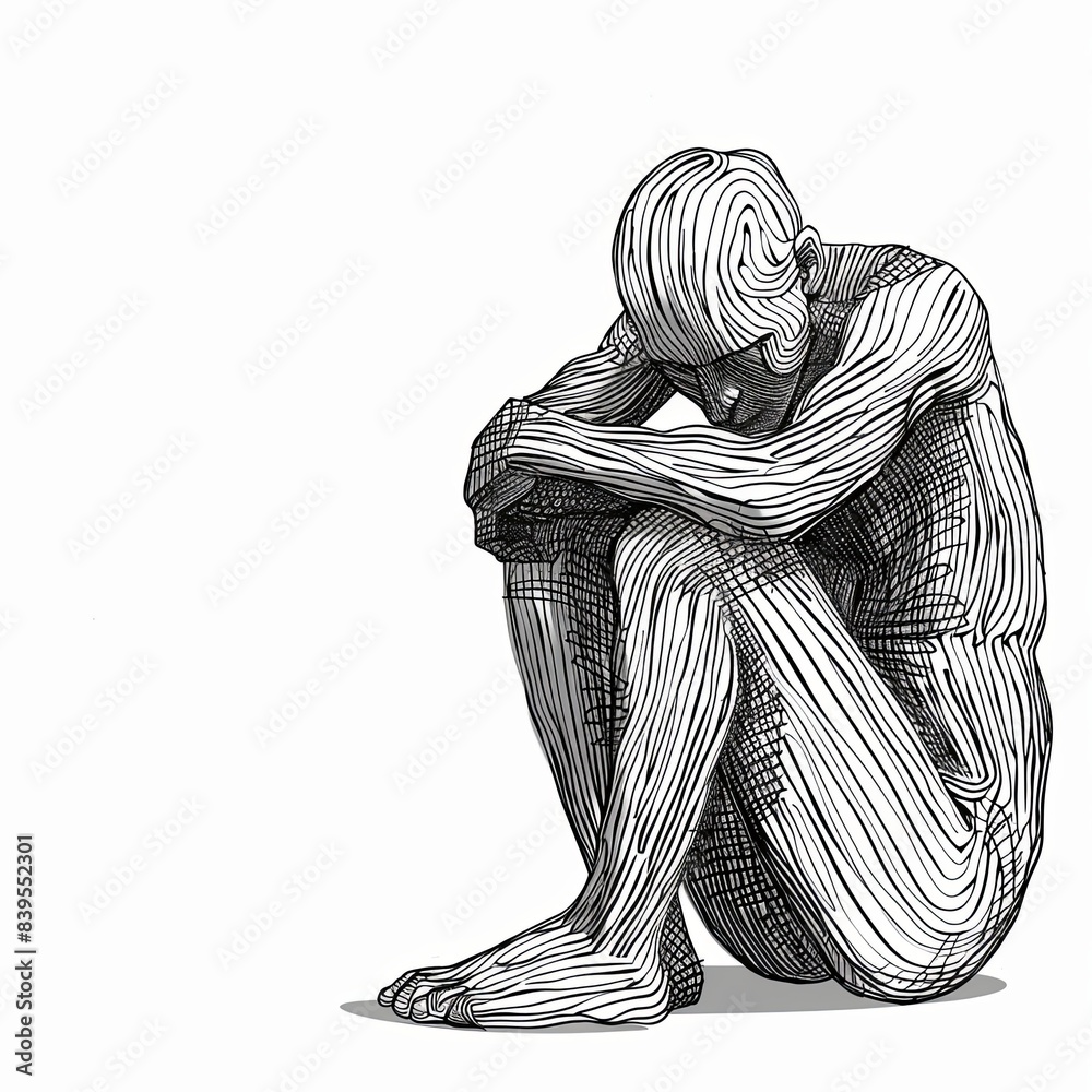 Man thinks about a problem. Time for reflection. Despair, depression ...