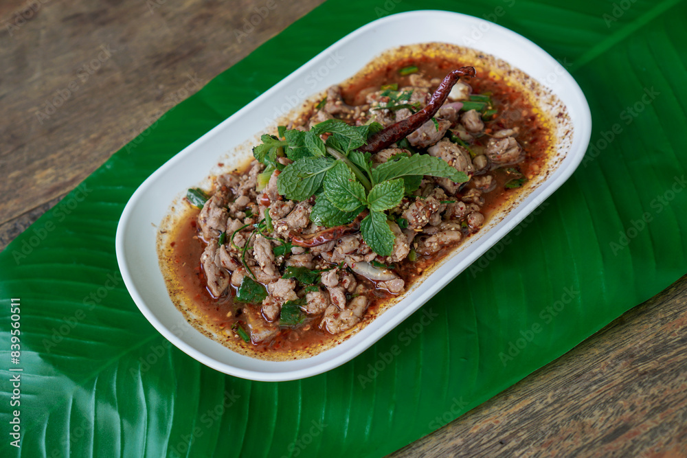 Larb Ped, Laab Ped, famous North East Thai food, spicy minced duck ...