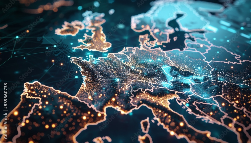 An impressive ultra sharp photo showcases a digital map of Western ...