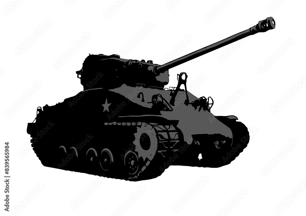 Vector image of an American Sherman tank. Armed forces, world of tanks ...