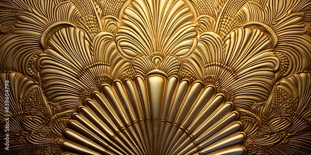 Vintage 1920s Gold-Plated Relief Sculpture with Art Deco Palm Fan ...