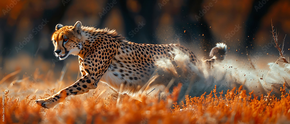 apex predator dominant hunter cheetah sprinting full speed after ...