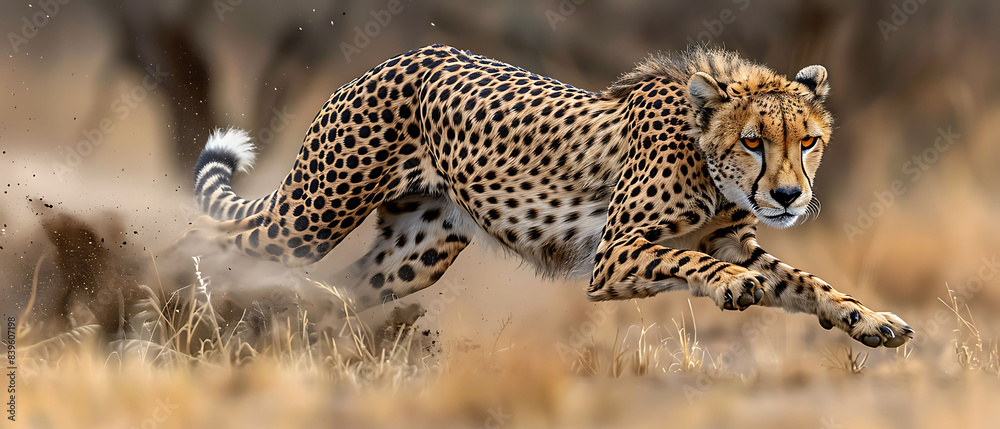 apex predator dominant hunter cheetah sprinting full speed after ...