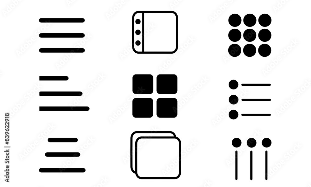 Hamburger web and mobile app menu icons, vector buttons for website UI navigation. Hamburger or ...