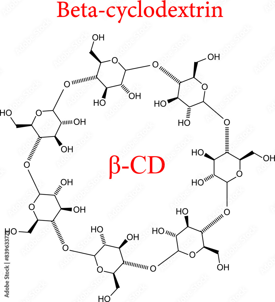 Chemical structure of the Beta-cyclodextrin .Vector illustration Stock ...