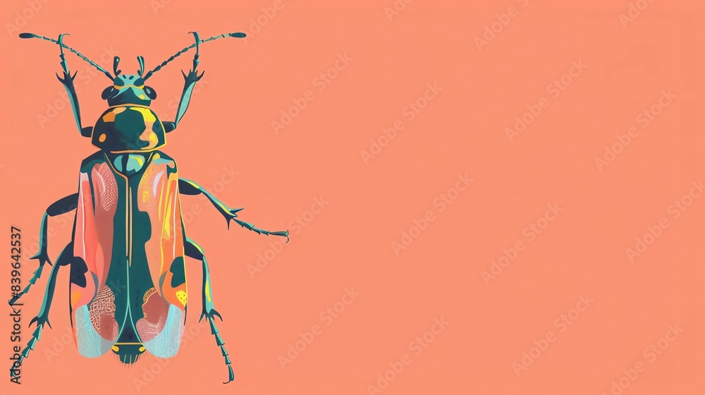 ภาพประกอบสต็อก Tiger Beetle, border, background Wallpaper, blank in the ...