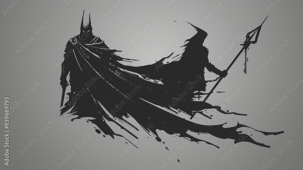 logo design of a dark knight raising a spiked flail in the air ...