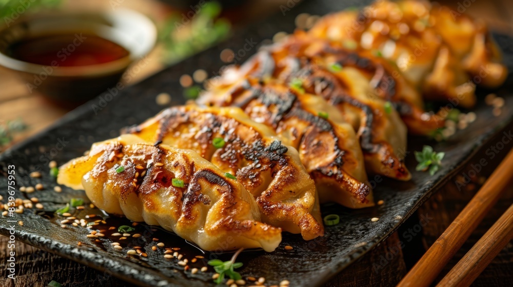 Foto de fried gyoza delight, satisfy your taste buds with golden-brown ...