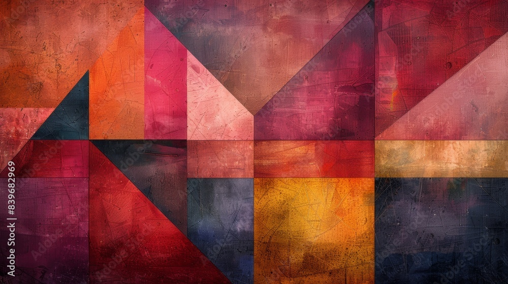 geometric desert sunset palette, weathered leather backdrop with ...