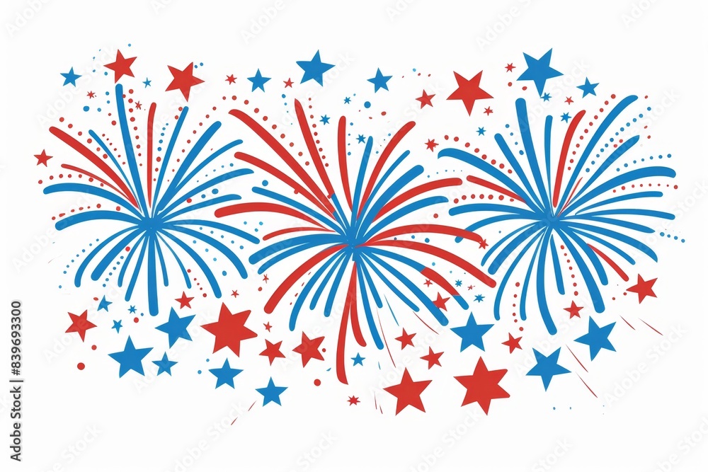 red, white and blue firework clipart on an allwhite background The ...