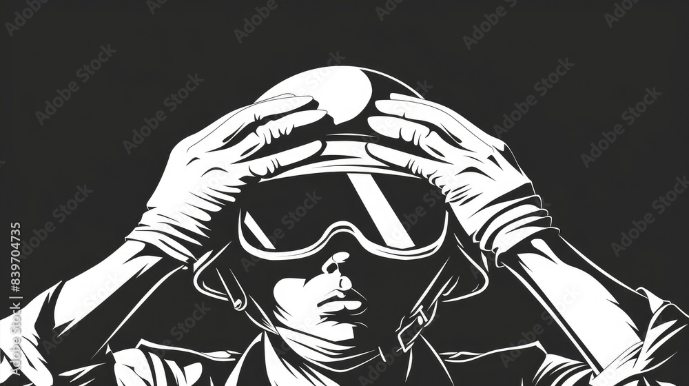 Foto de white and black simple cartoon vector of soilder with an ...
