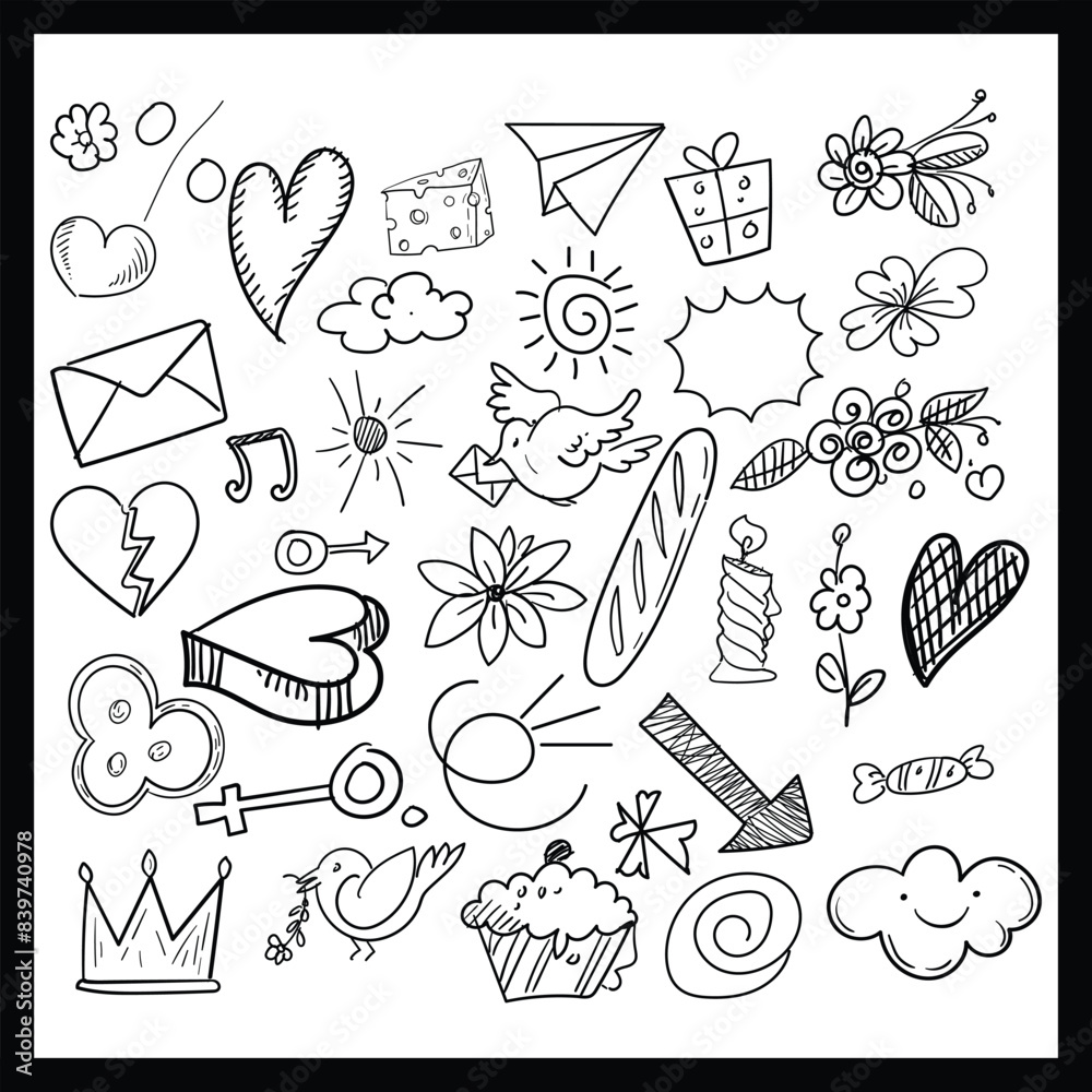 Hand Drawn Doodle Art Vector Illustration for Decoration of artworks ...