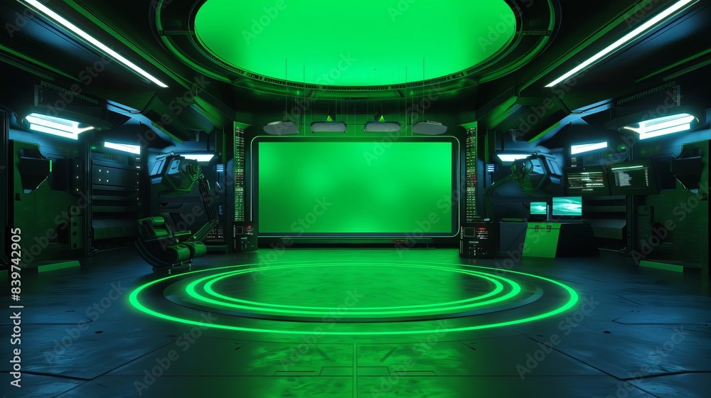 futuristic green screen studio setup with chroma key background ideal ...
