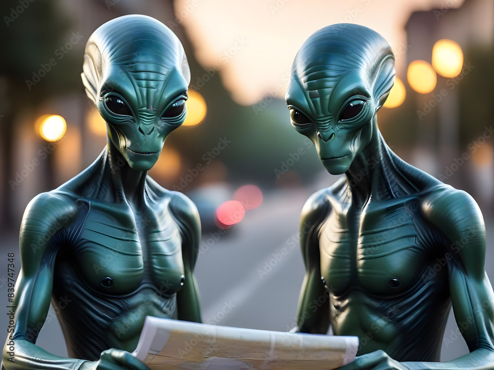 Aliens on Earth, decoding maps for orientation Stock Illustration ...