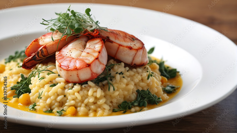 Refined Seafood Risotto: Lobster and Saffron Risotto with Seared ...