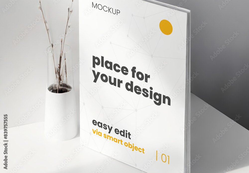 Magazine cover stand mockup Generative Ai Stock Template | Adobe Stock