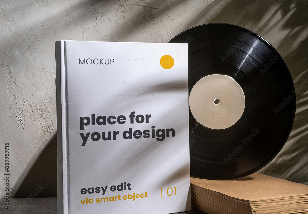 Magazine cover stand with vinyl mockup Generative Ai Stock Template ...