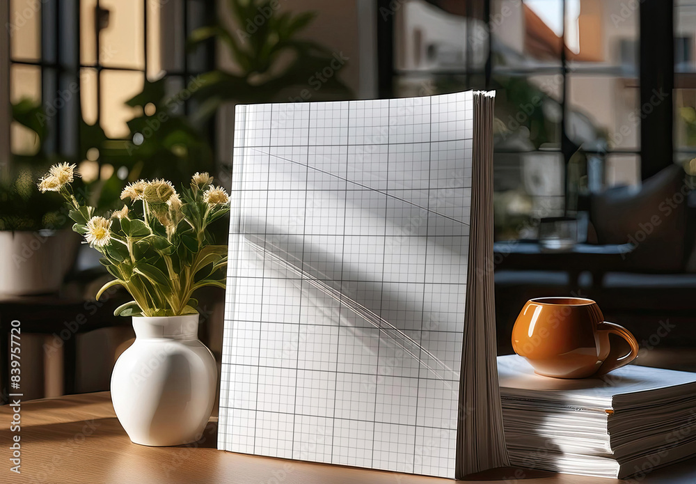 Magazine on table cover mockup Generative Ai Stock Template | Adobe Stock
