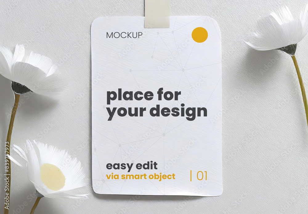 Simple page identity card paste with flowers mockup 01 Generative Ai ...
